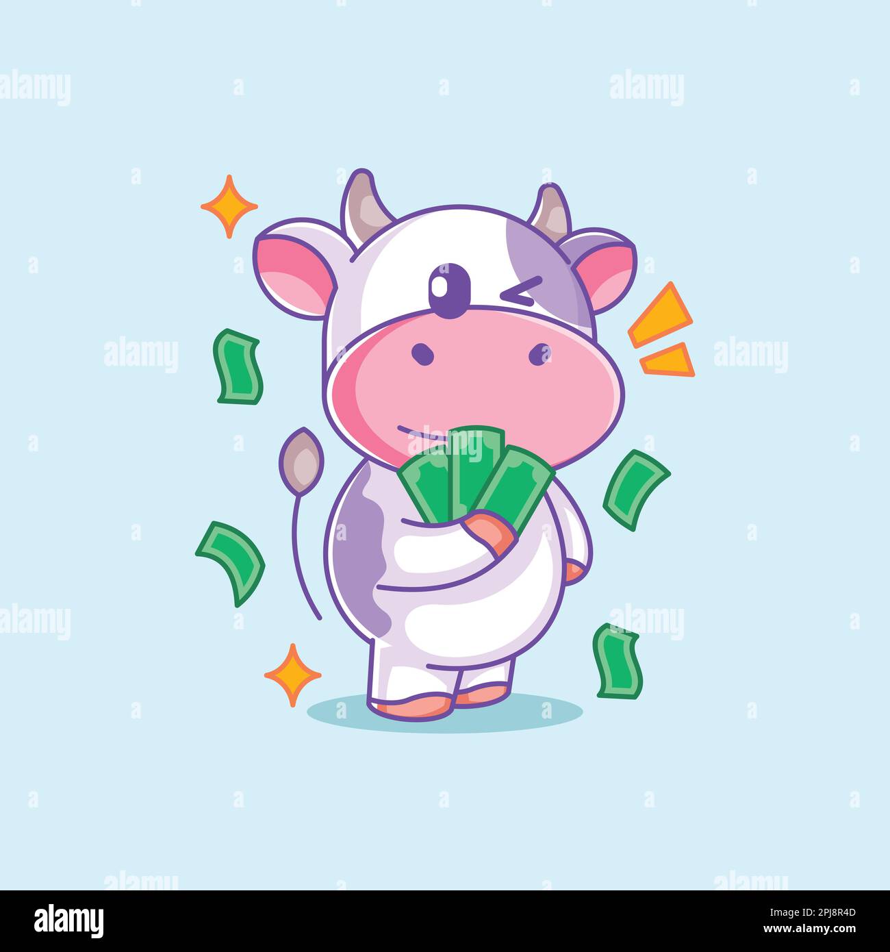 Cute cow has a lot of money Stock Vector Image & Art - Alamy