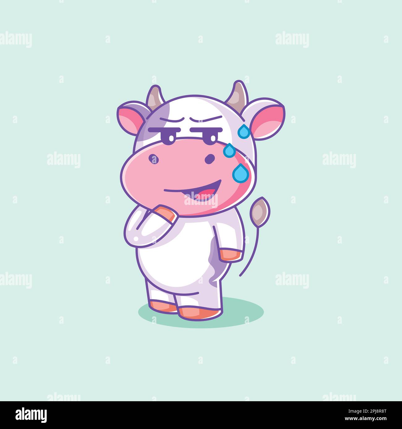 Cute cow smiling suspiciously cartoon Stock Vector Image & Art - Alamy