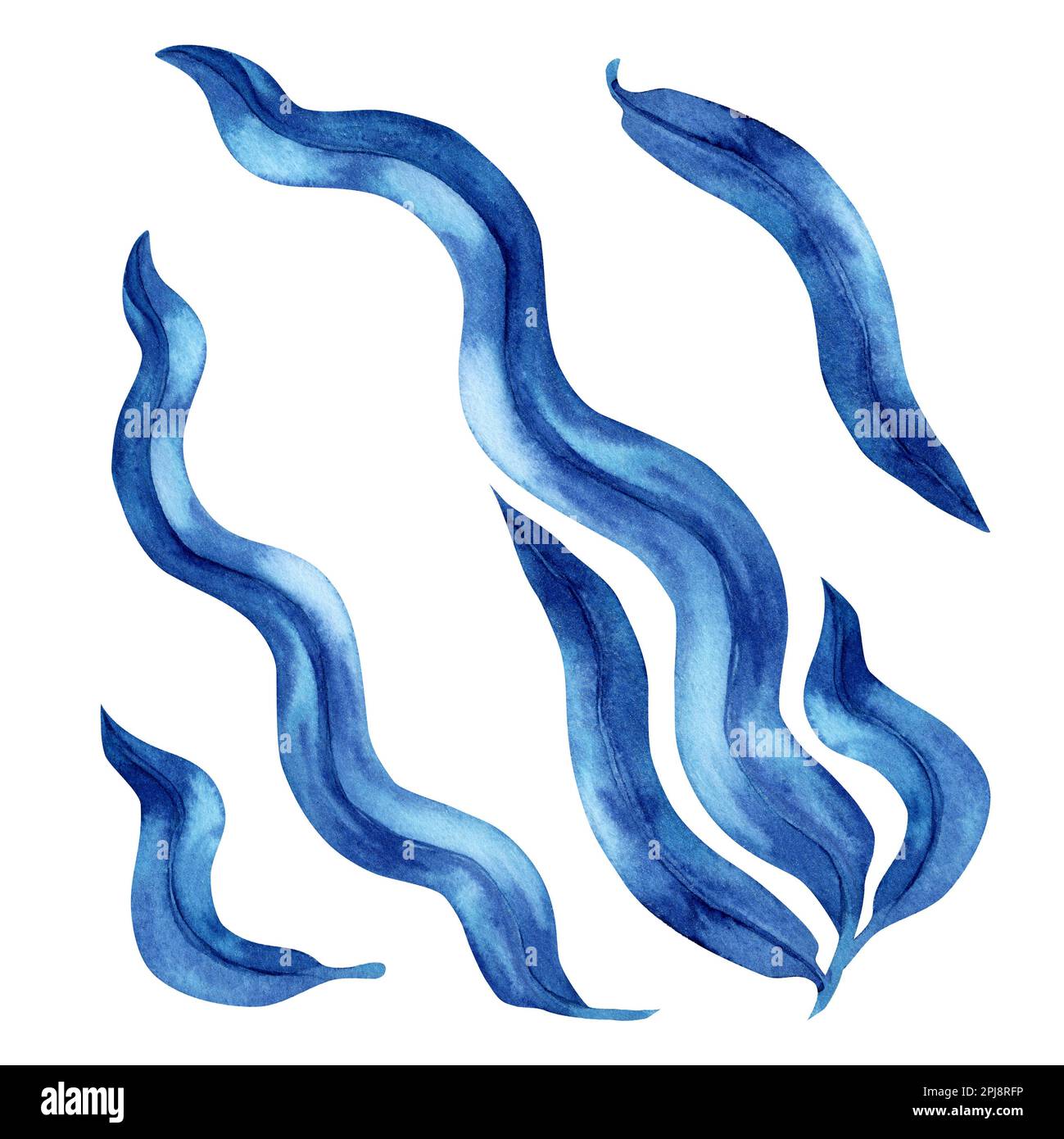 Hand-drawn watercolor illustration of abstract blue magic flowers for ...