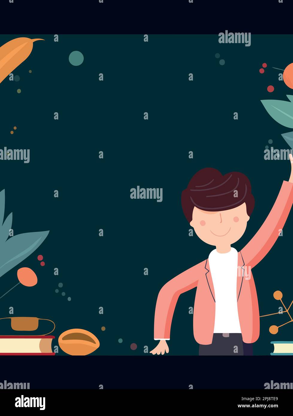 teachers day adult teacher with blackboard in background minimalist ...