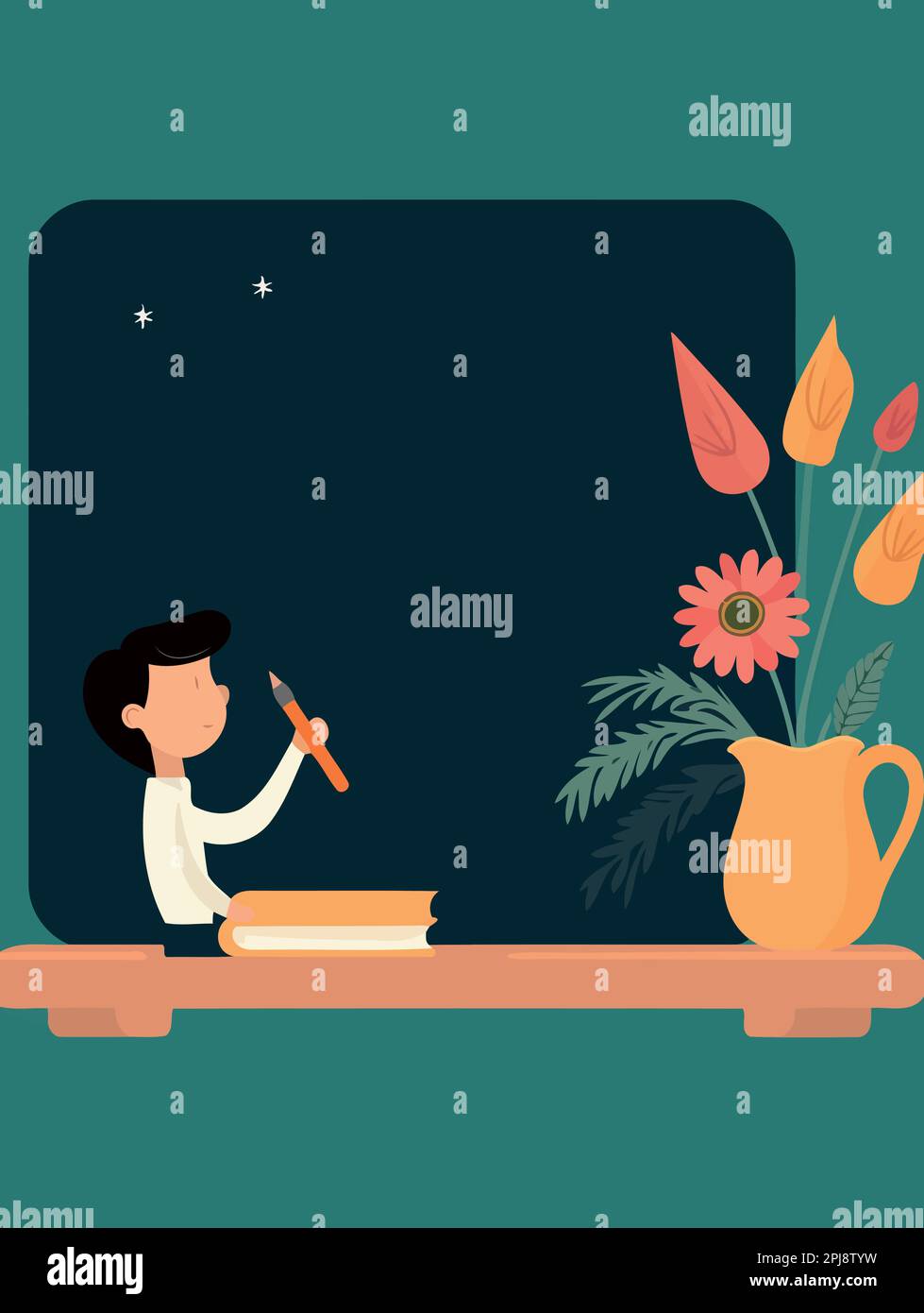 teachers day adult teacher with blackboard in background minimalist ...