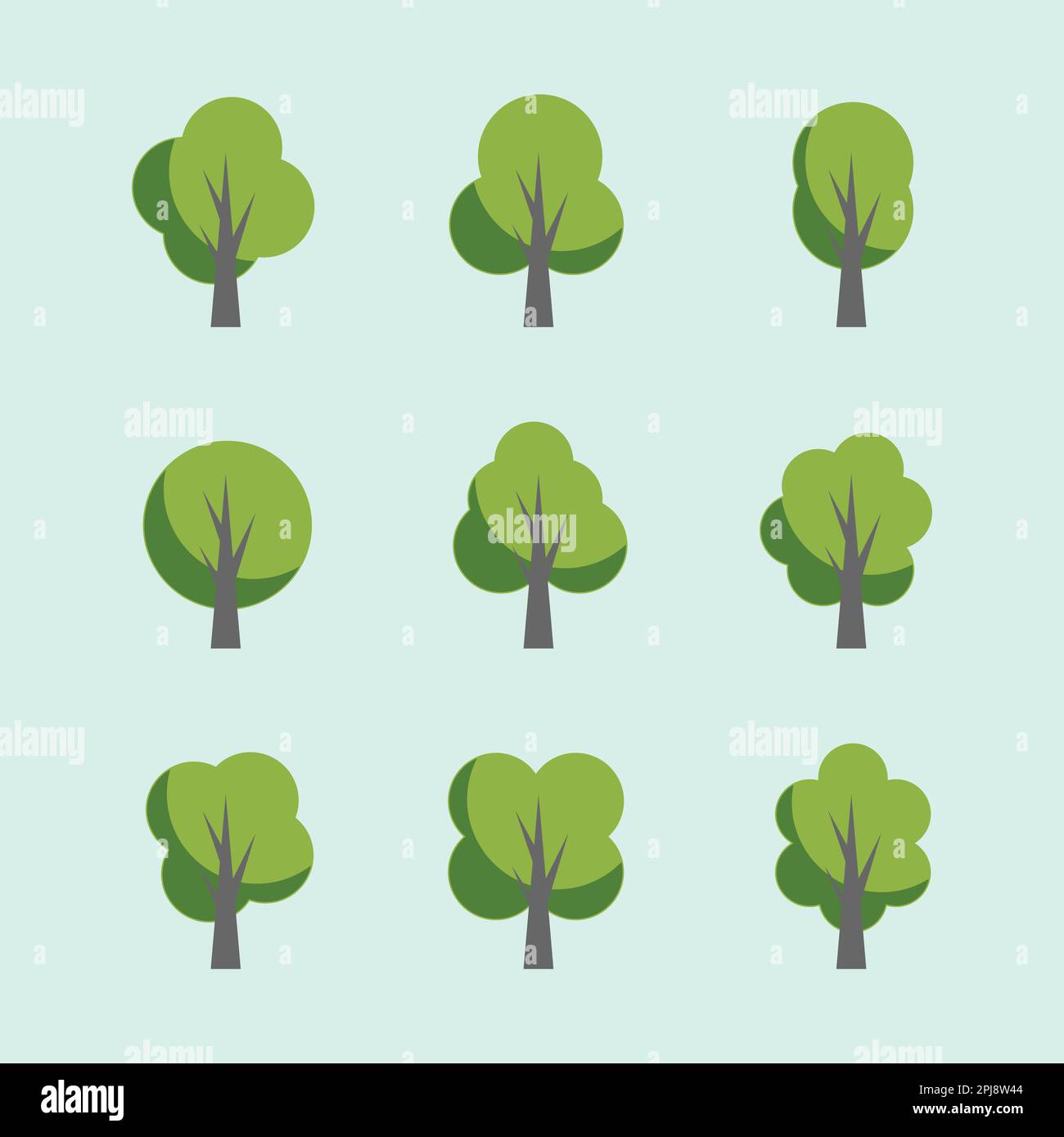 Green trees set collection hi-res stock photography and images - Alamy