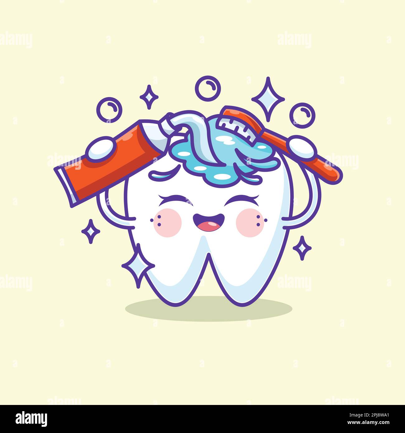 Teeth health care concept with cartoon characters Stock Vector Image ...