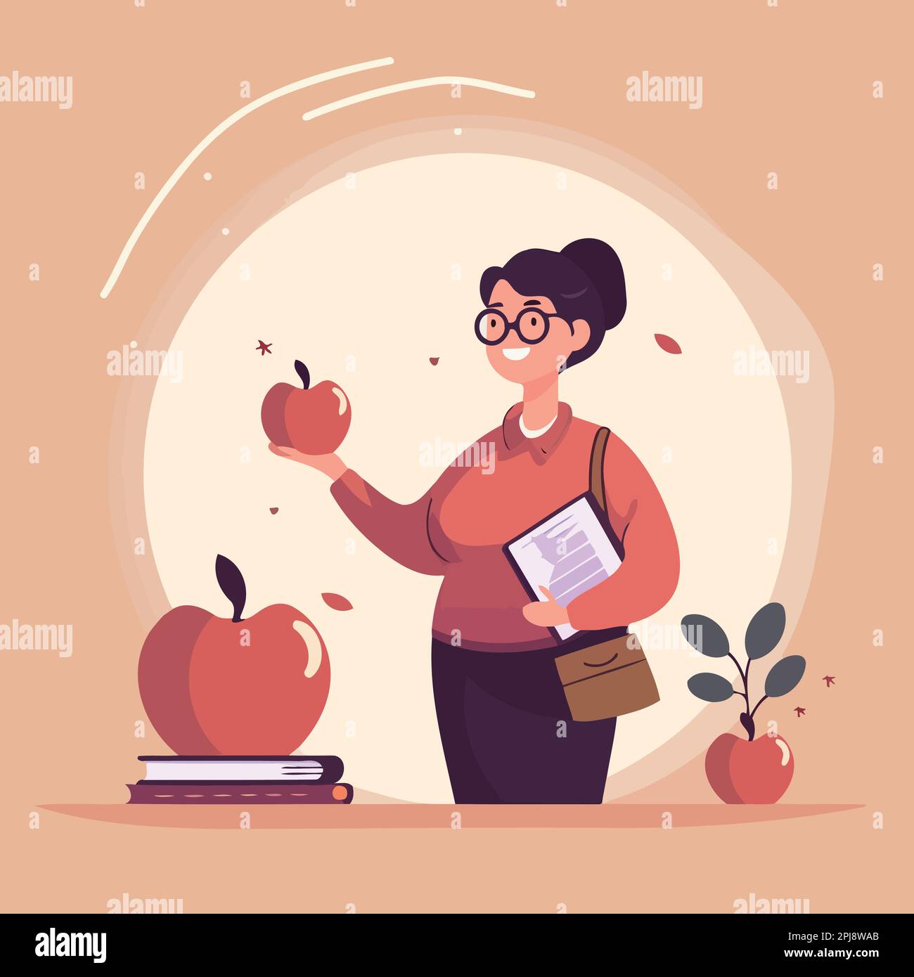 Cartoon Teacher Apple