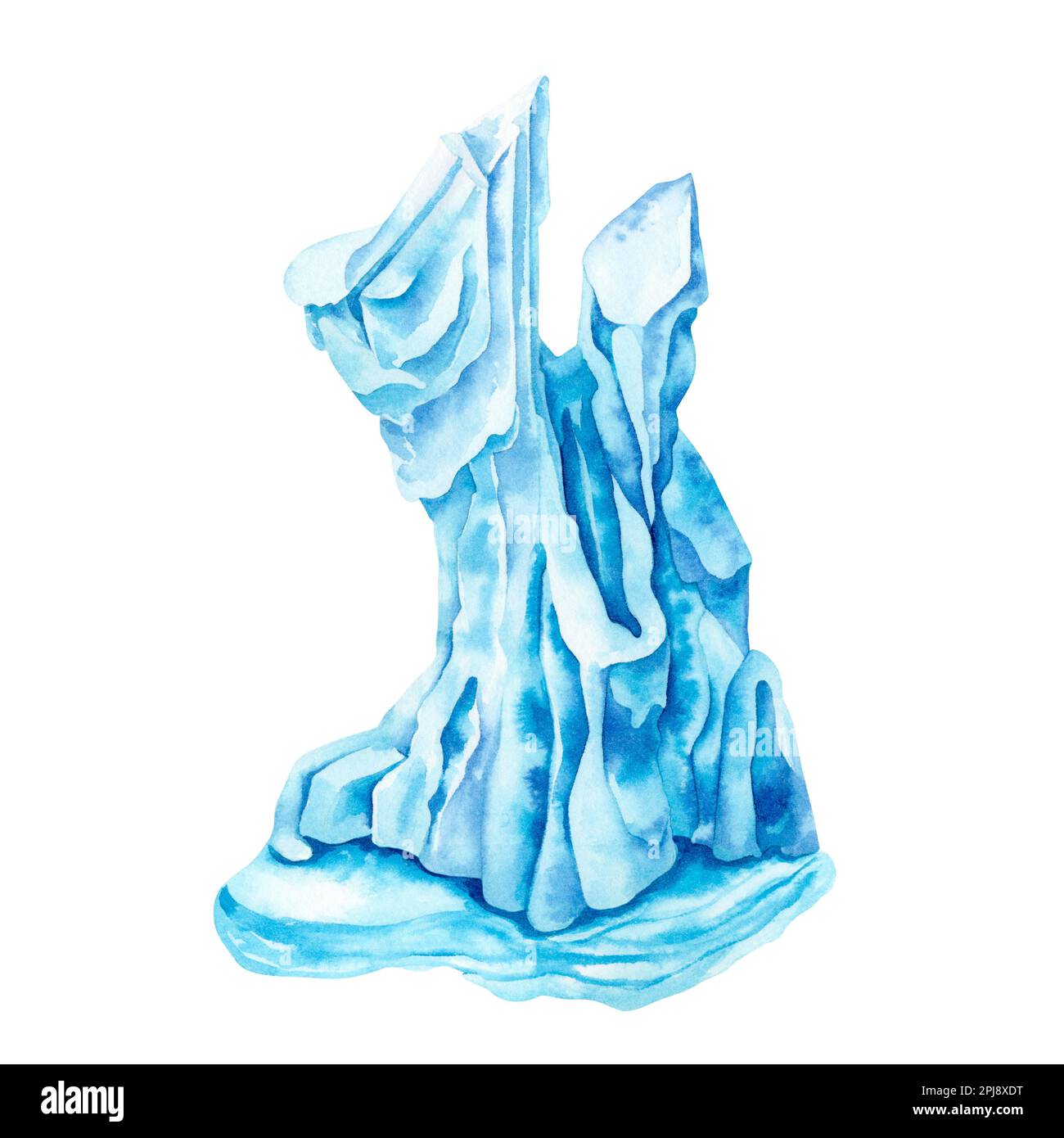 Watercolor hand drawn abstract iceberg with its underwater part ...