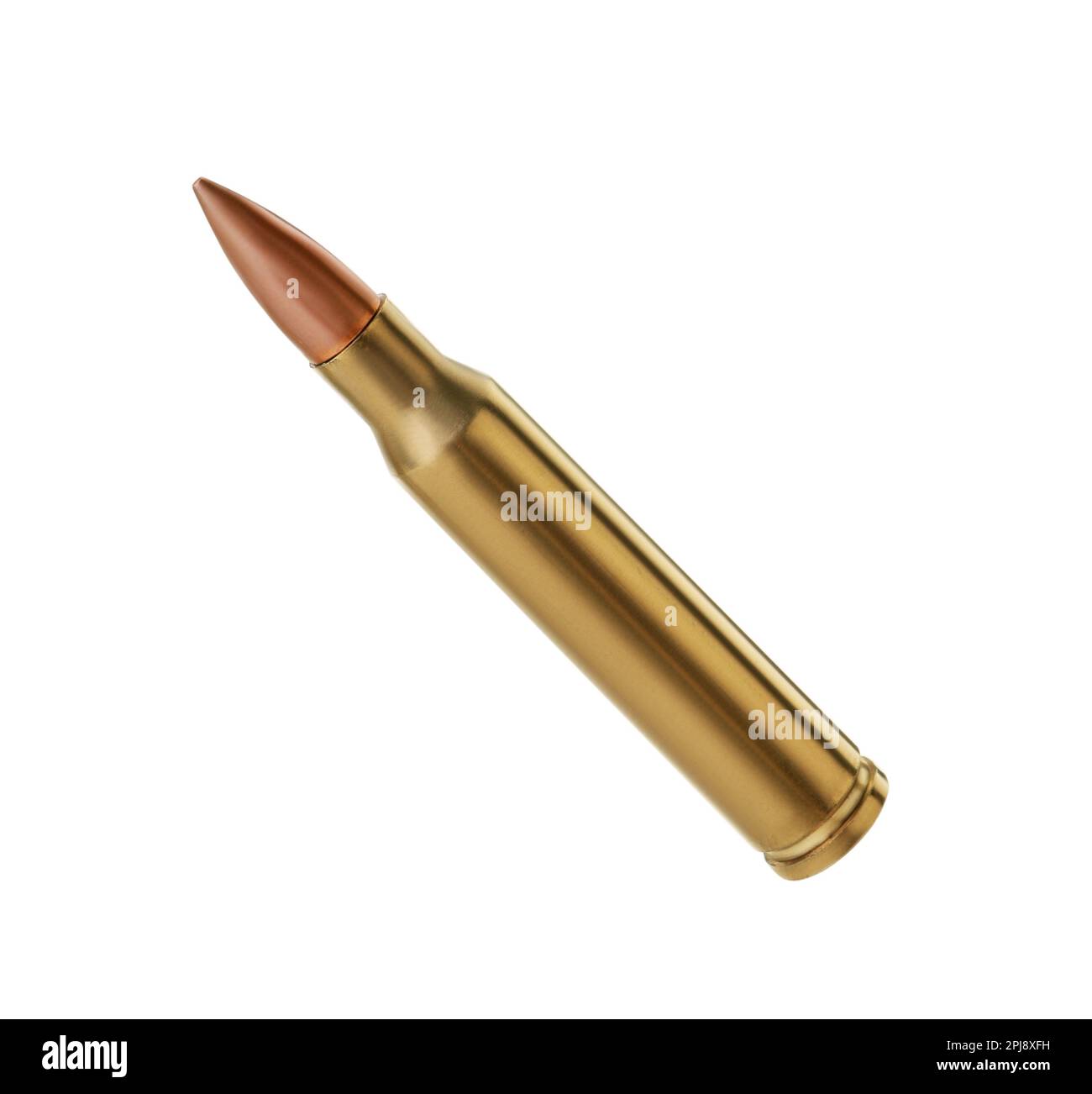 One bullet isolated on white. Firearm ammunition Stock Photo - Alamy