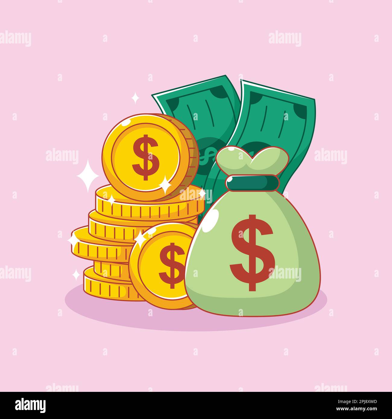 Bag money coins cash Stock Vector Images - Alamy