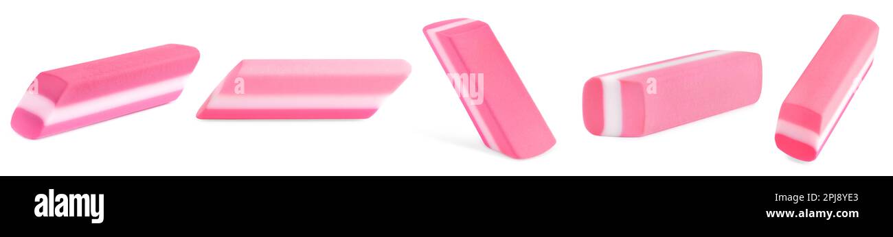 Collage of rubber erasers on white background. Banner design Stock ...