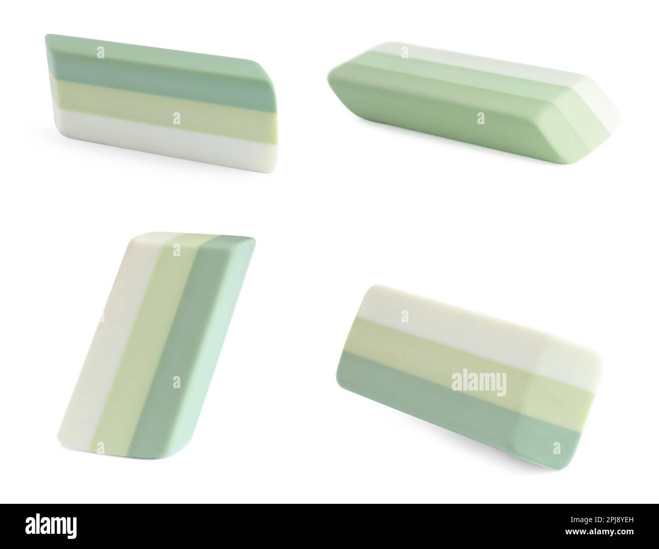 Collage of rubber erasers on white background Stock Photo - Alamy