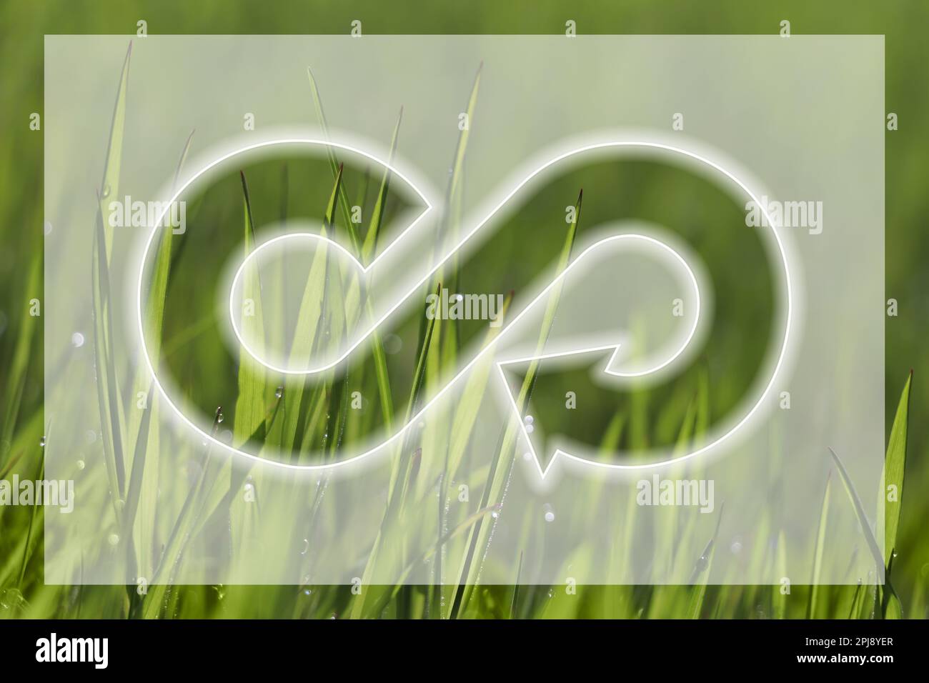 Circular economy concept. Green grass and illustration of infinity ...