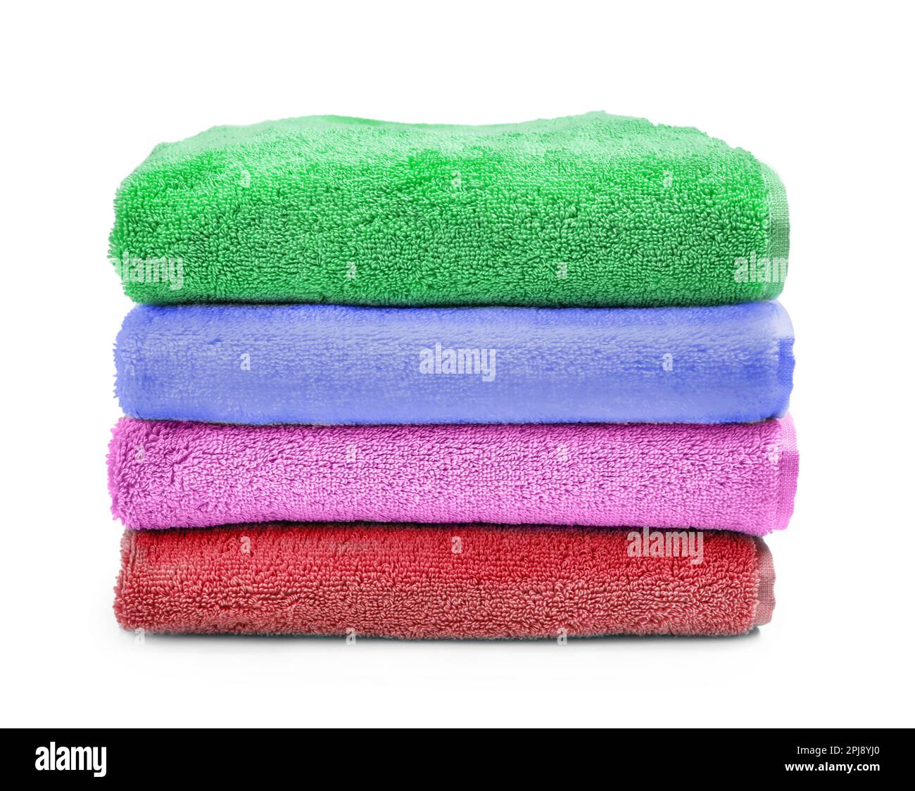 Stack of clean soft towels on white background Stock Photo - Alamy