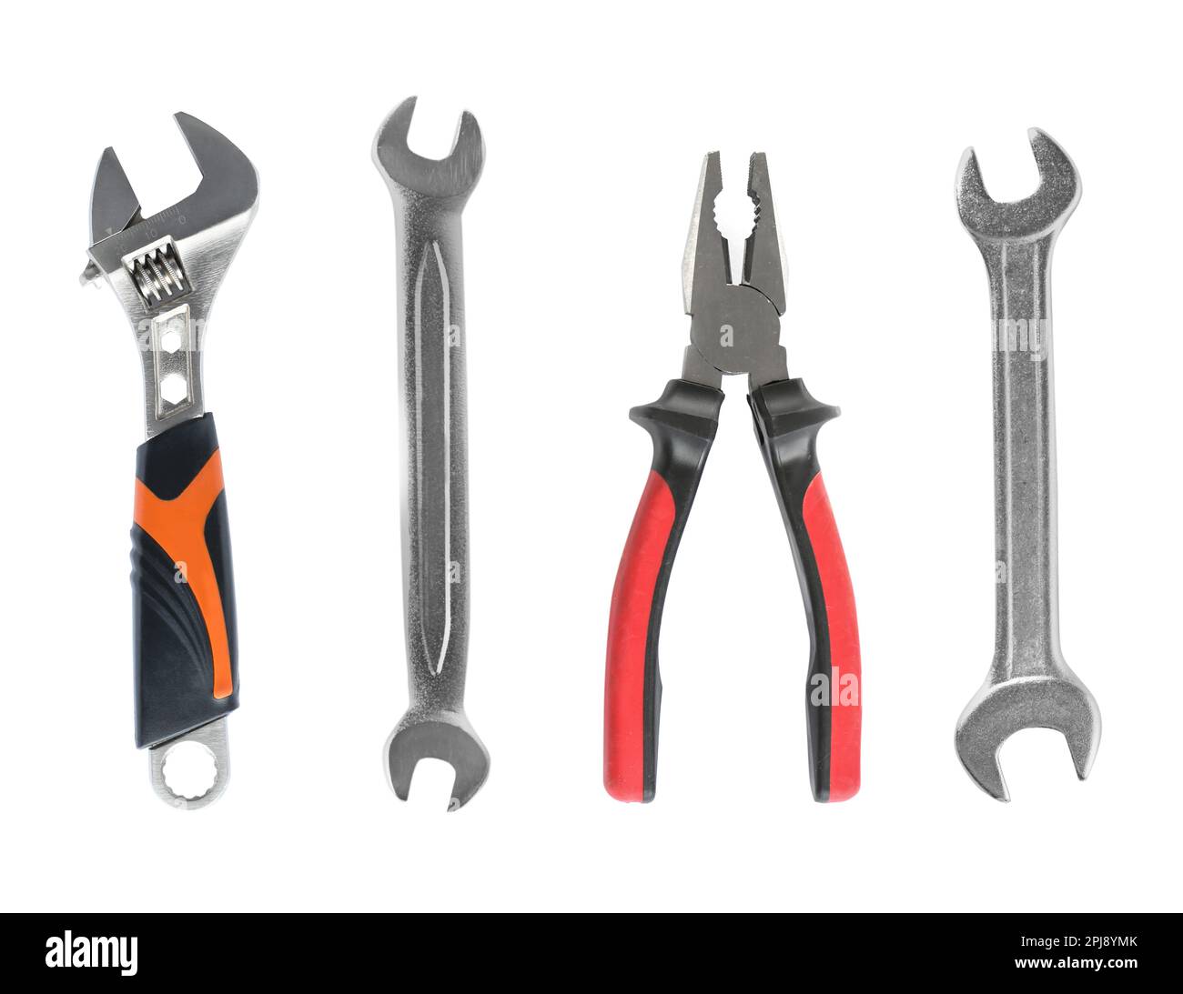 Set of different construction tools on white background Stock Photo - Alamy