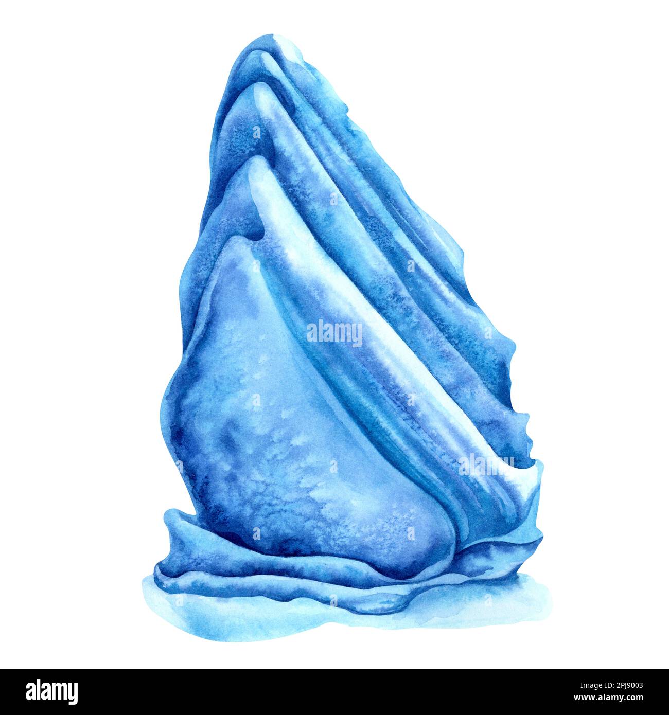 Watercolor hand drawn abstract iceberg with its underwater part ...