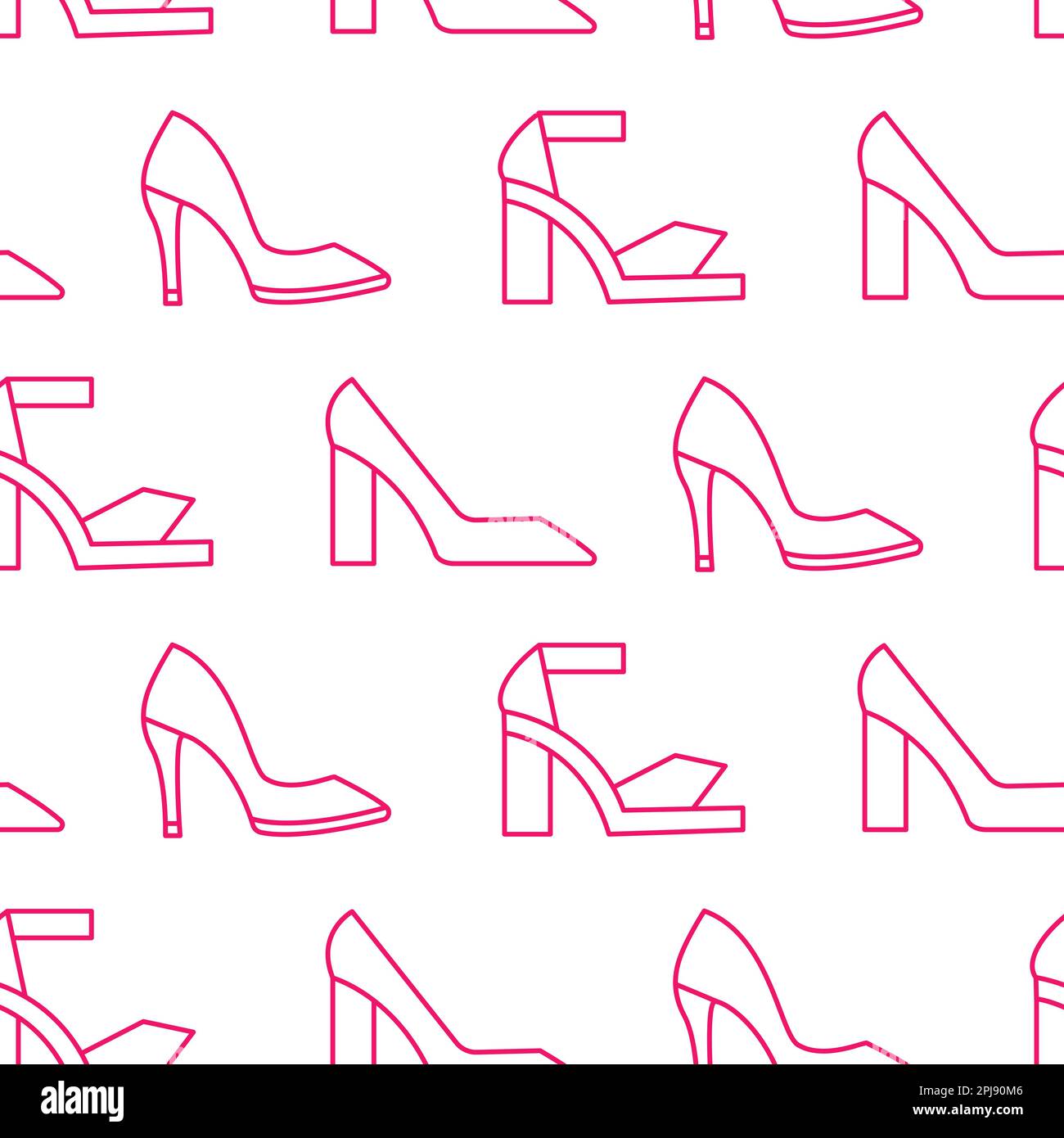 Fashion shoes seamless pattern footwear line icons Stock Vector Image ...