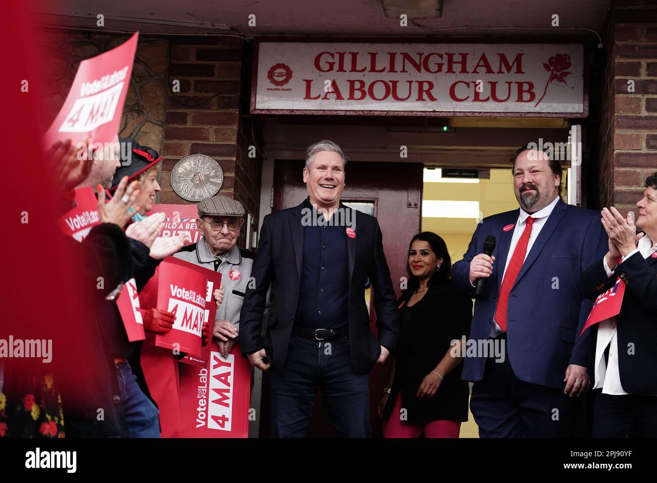 Labour Party leader Sir Keir Starmer and Vince Maple with supporters ...