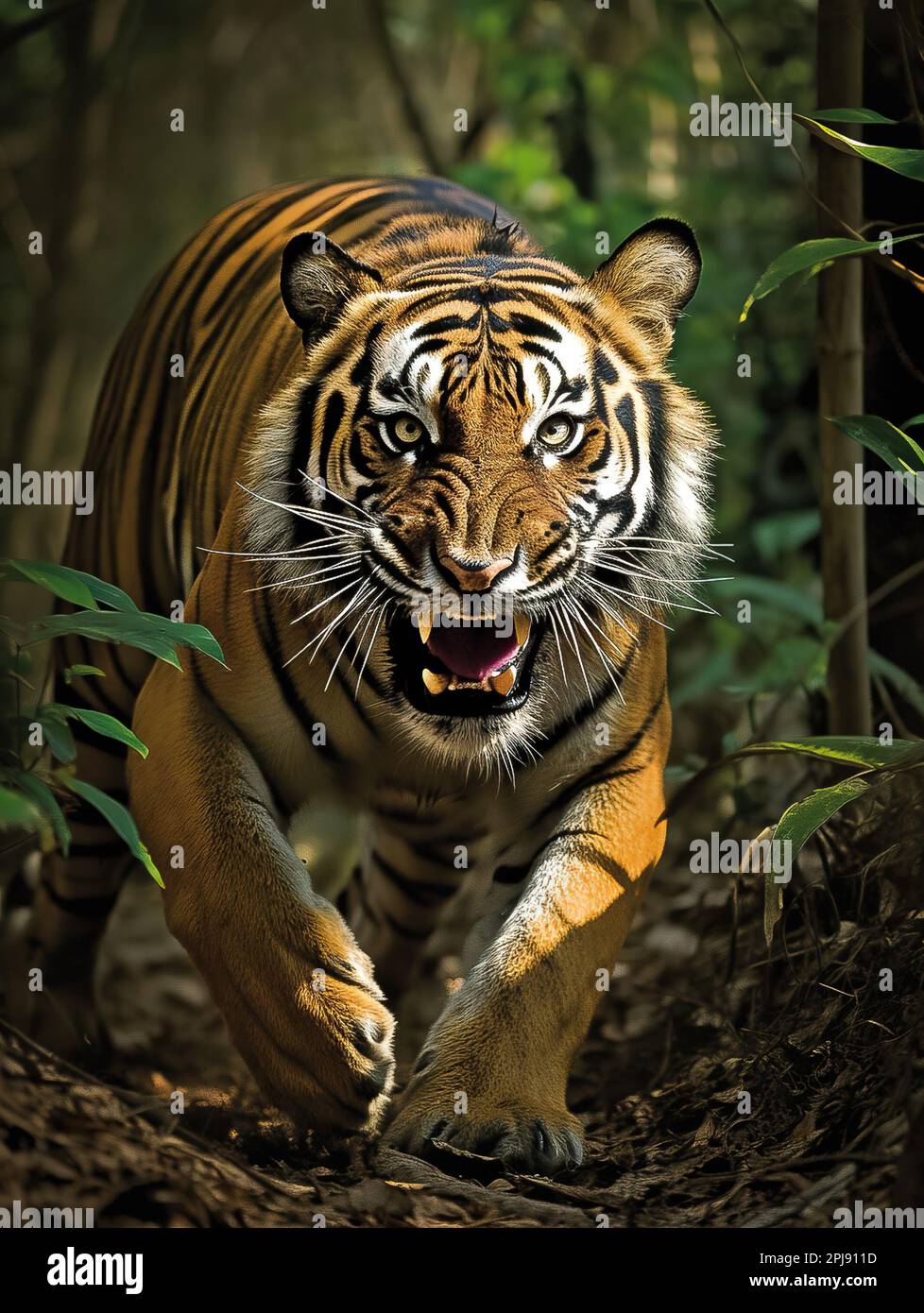 White tiger roaring hi-res stock photography and images - Alamy