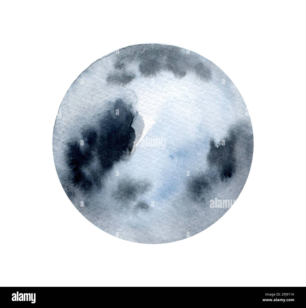 Hand painted watercolor planet. full moon. Magic design for printing on ...