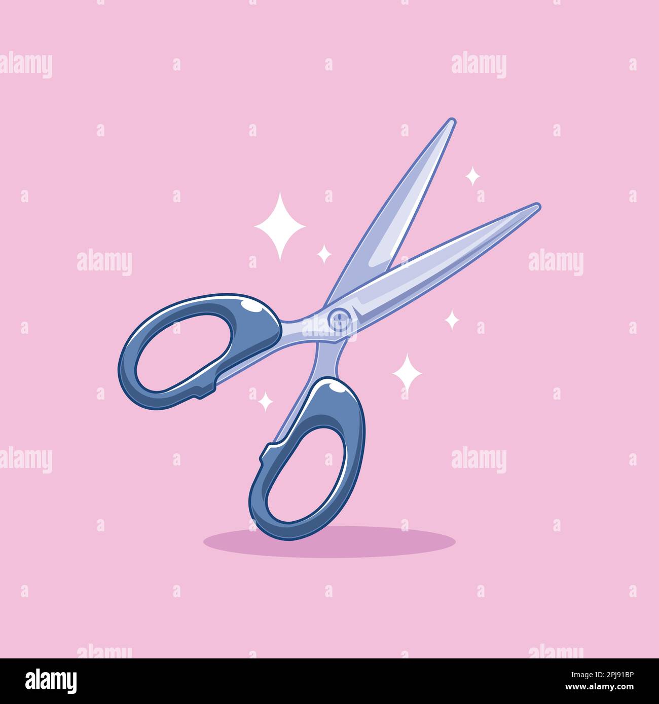 Cartoon-style scissors designed on pink background Stock Vector Image ...