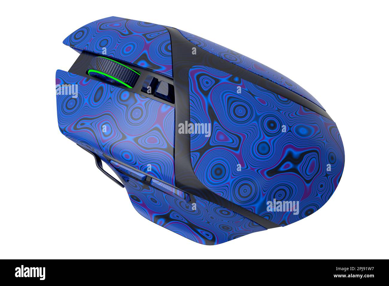 Wireless gaming computer mouse with seamless wavy pattern on white ...