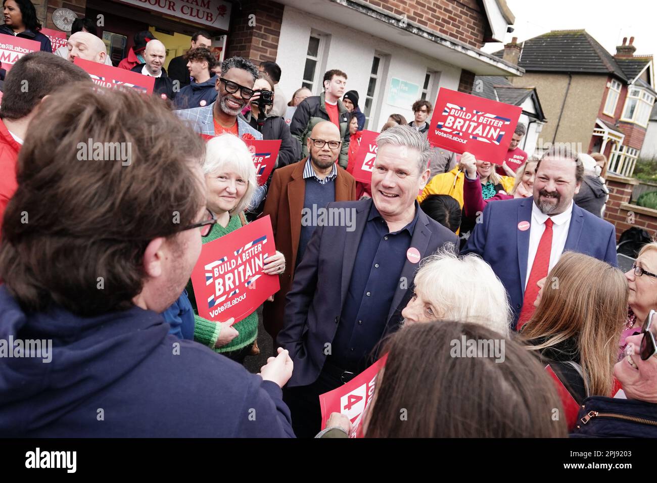 Labour Party leader Sir Keir Starmer with supporters outside the ...