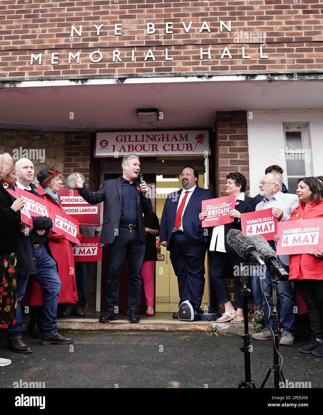Labour Party leader Sir Keir Starmer with supporters outside the ...