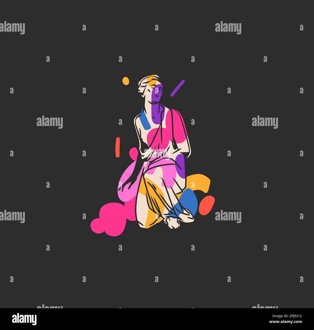 Hand drawn vector abstract outline,graphic,contemporary art greek ...