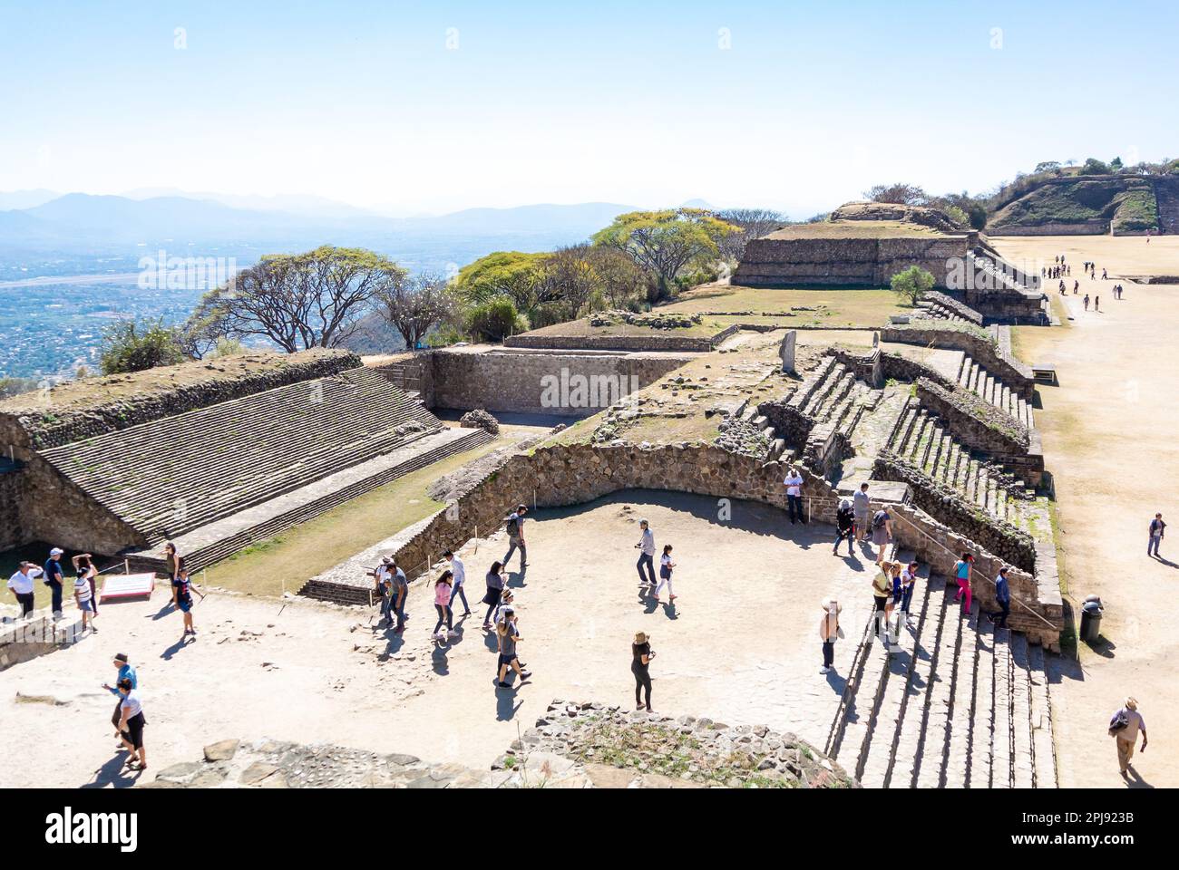 Monte Alban, Oaxaca de Juárez, Mexico, A aerial view on mayan pyramid ...