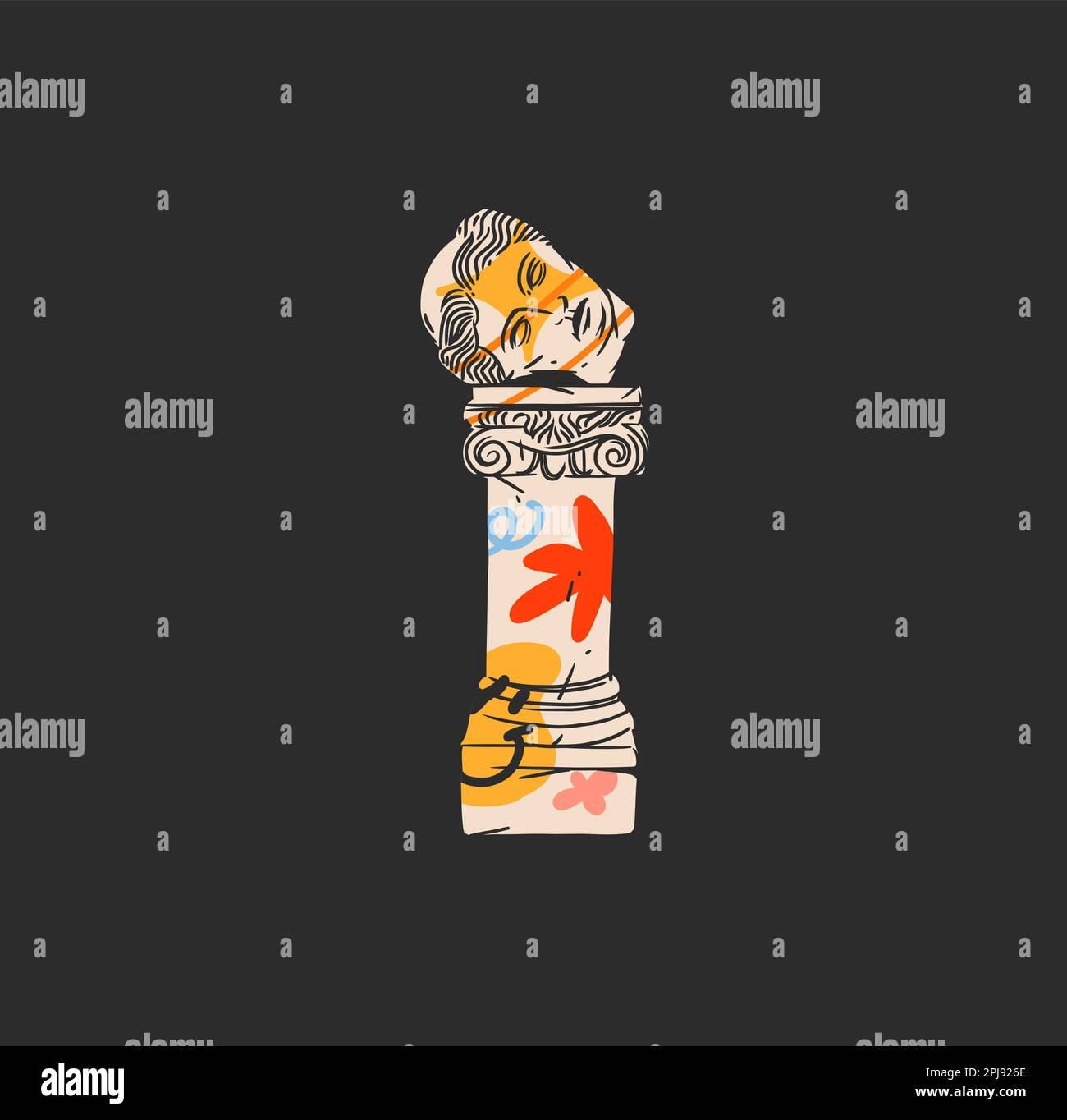 Hand drawn vector abstract outline,graphic,contemporary art greek ...