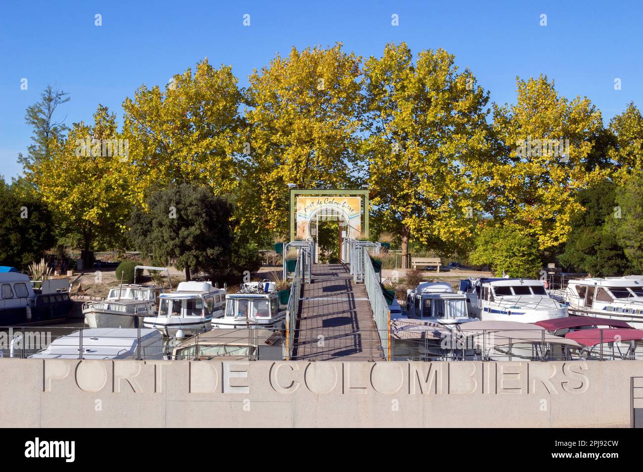 Marina on the Canal du Midi. Colombiers, Occitania, France Stock Photo ...