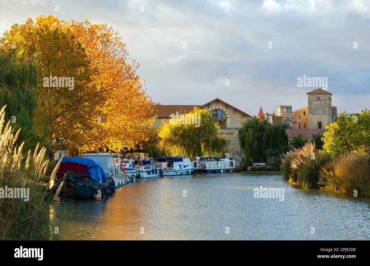 Marina on the Canal du Midi. Colombiers, Occitania, France Stock Photo ...