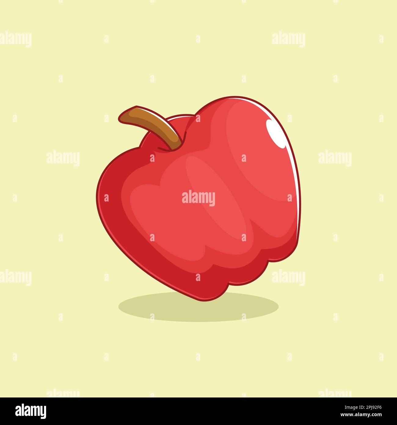 Cartoon style apple design on yellow background Stock Vector Image ...