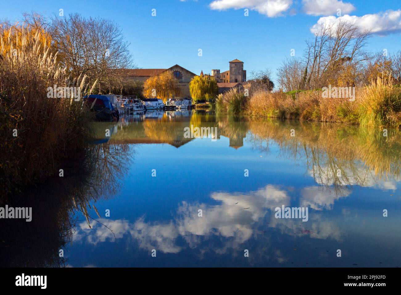 Marina on the Canal du Midi. Colombiers, Occitania, France Stock Photo ...
