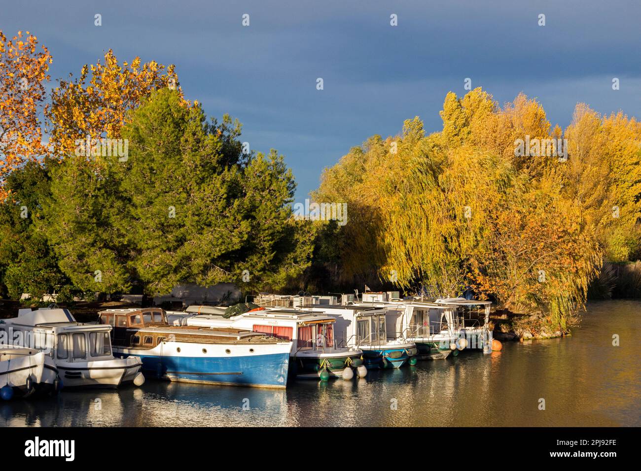 Marina on the Canal du Midi. Colombiers, Occitania, France Stock Photo ...