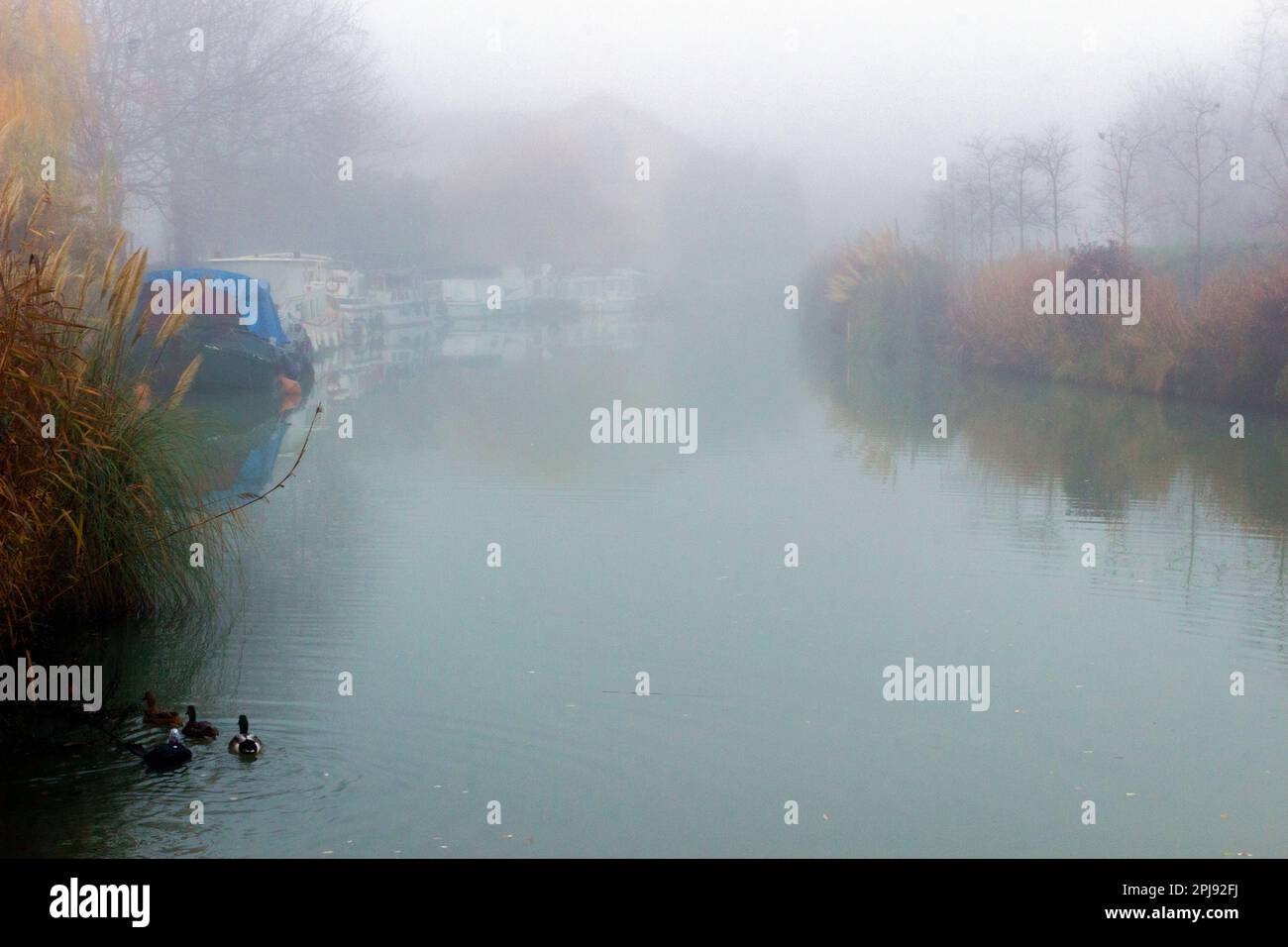 Marina on the Canal du Midi. Colombiers, Occitania, France Stock Photo ...