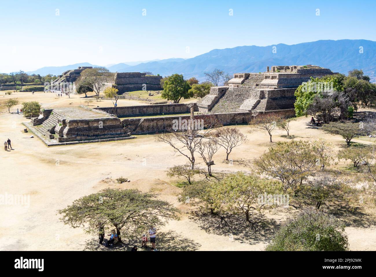 Monte Alban, Oaxaca de Juárez, Mexico, A landscape with mayan pyramid ...