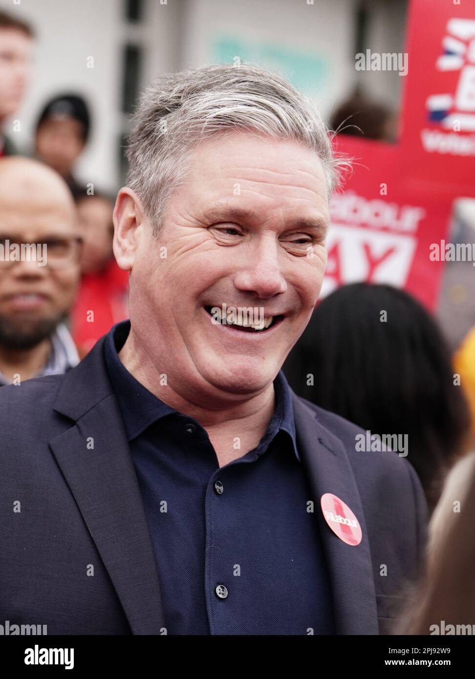 Labour Party leader Sir Keir Starmer with supporters outside the ...