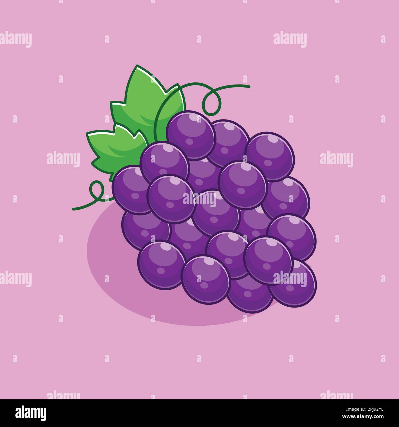 Cartoon style grapes designed on a pink background Stock Vector Image ...
