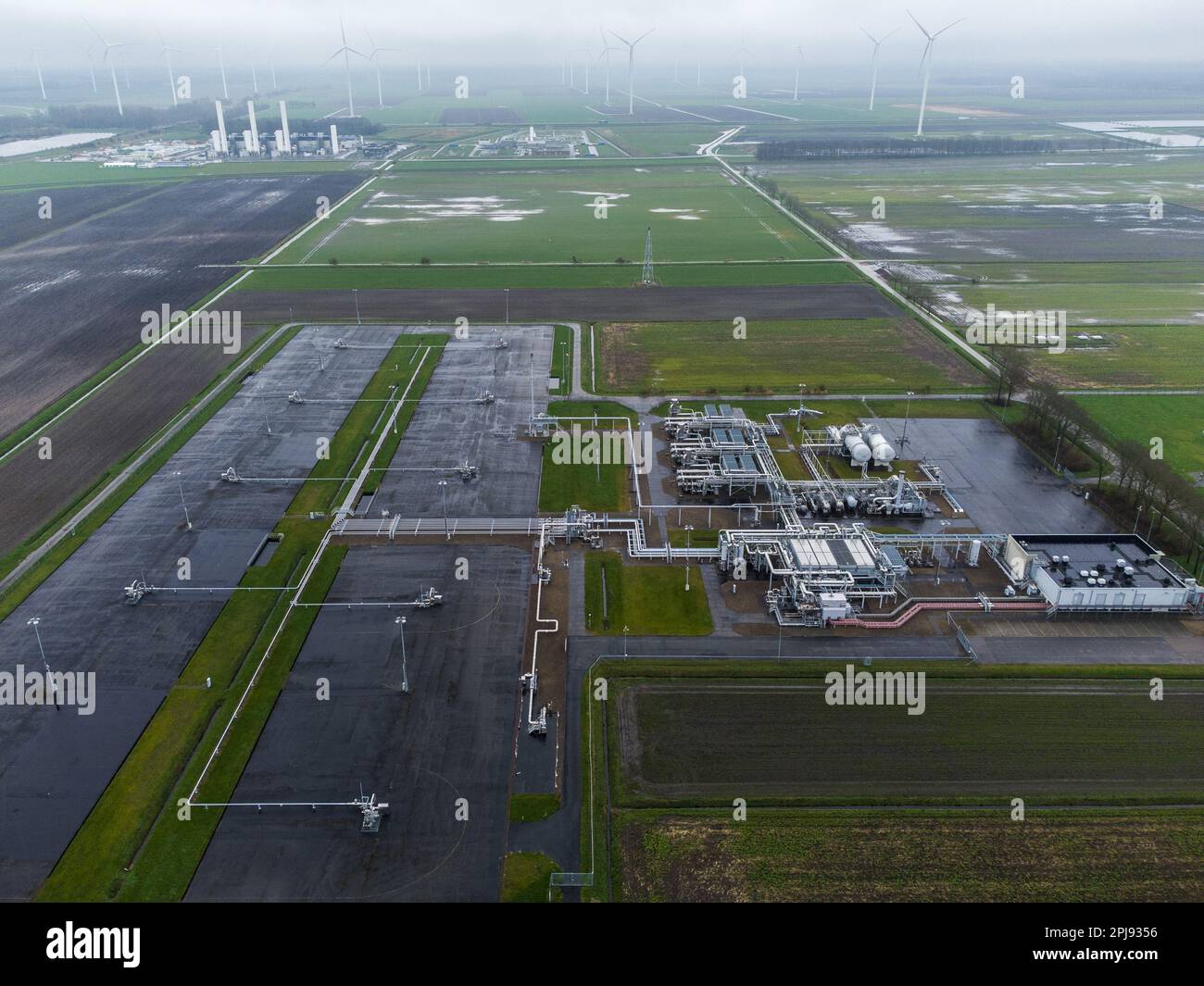 MUNTENDAM - Drone photo of a closed gas extraction and gas treatment ...