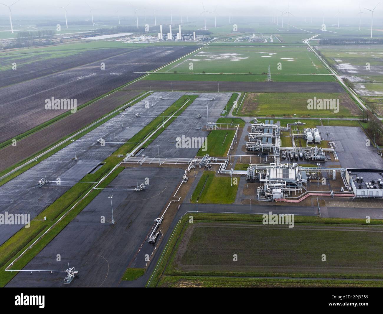 MUNTENDAM - Drone photo of a closed gas extraction and gas treatment ...