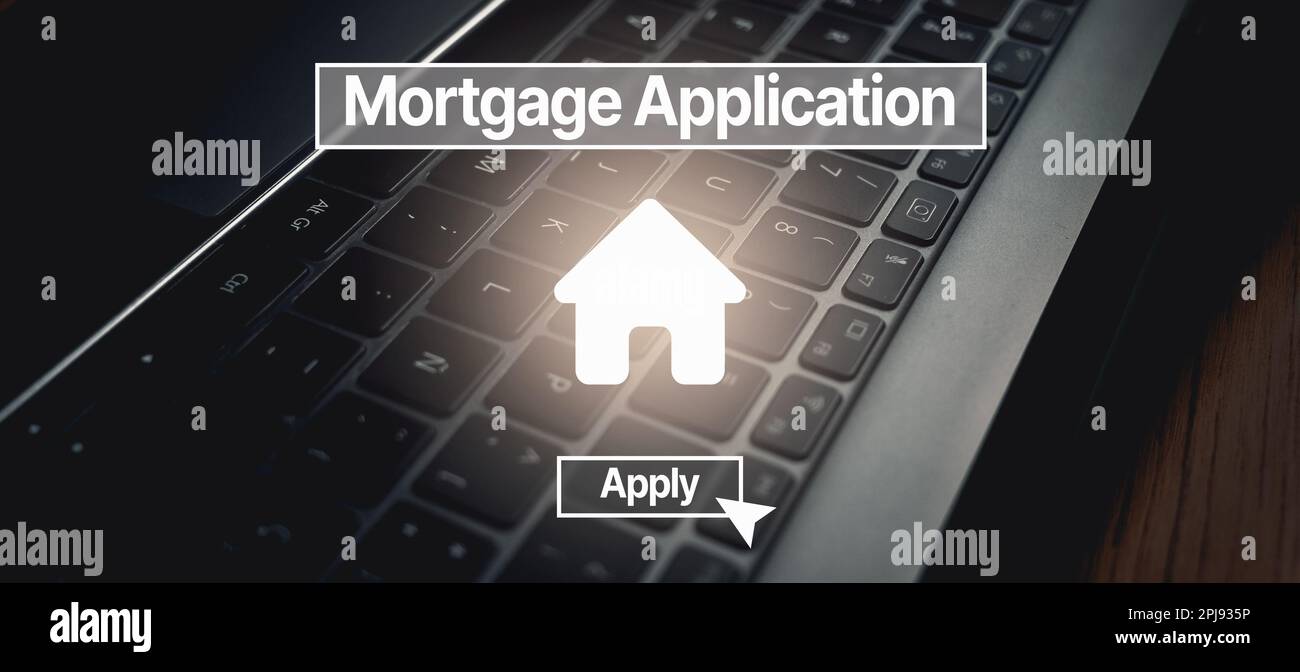 Home mortgage loan concept. Digital interface to Mortgage application ...