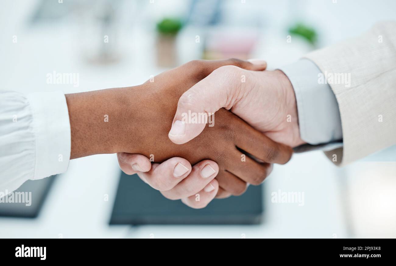 Hands, handshake and business people with b2b deal, welcome and thank ...