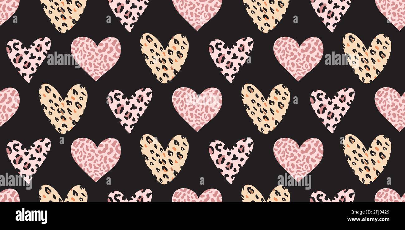 Cheetah Leopard Animal Skin Heart Seamless Pattern Stock Vector Image ...
