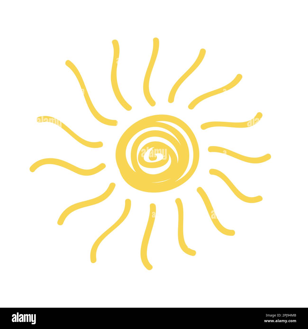 Hand drawn sun symbol Cute doodle drawing art icon Stock Vector Image ...