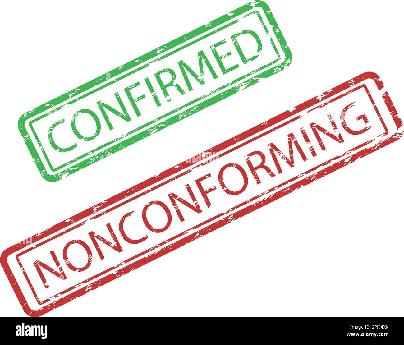 Confirming and nonconfirming rubber stamp, green and red. Vector ...