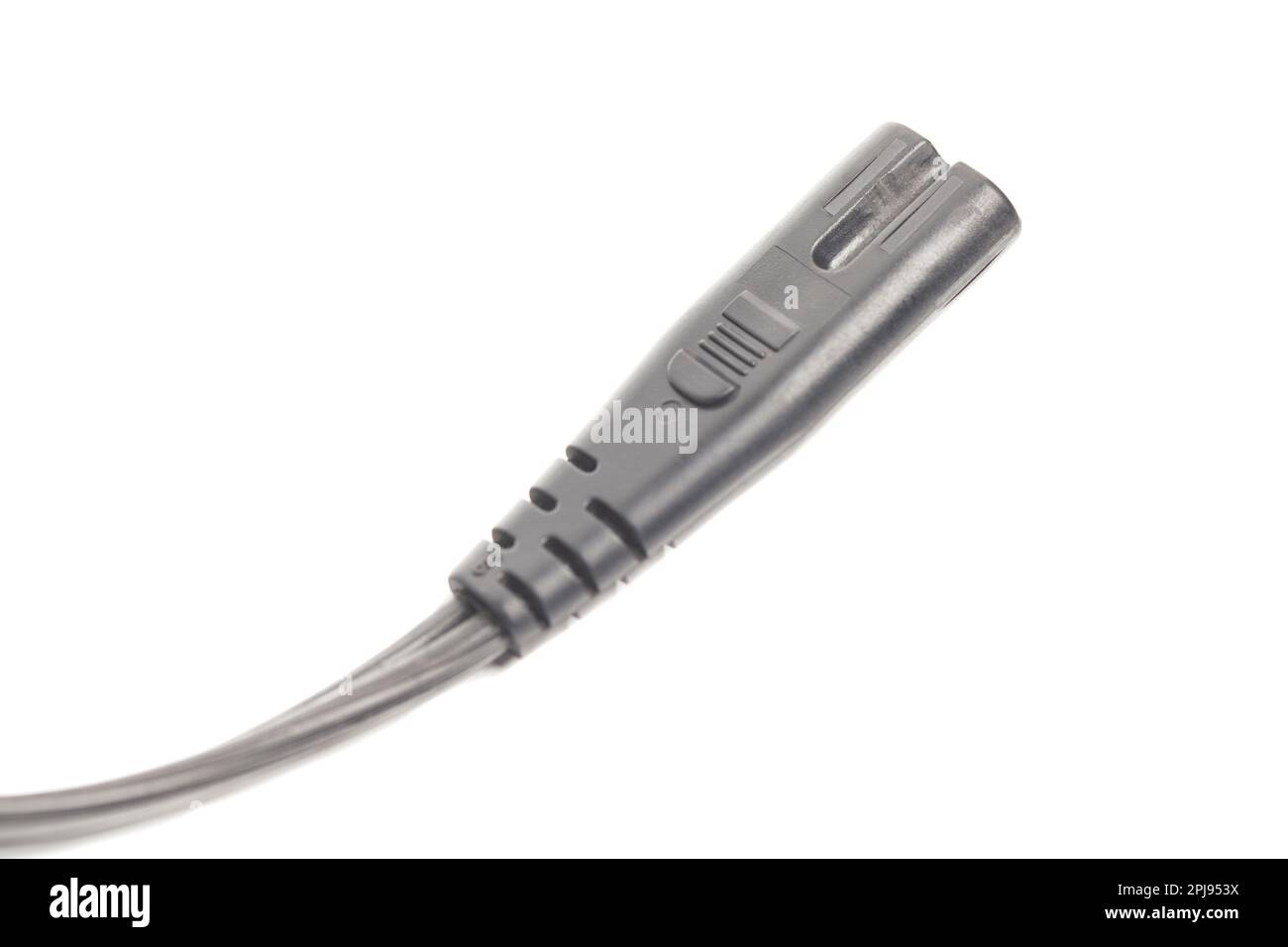 Black cable power supply isolated on white background Stock Photo - Alamy