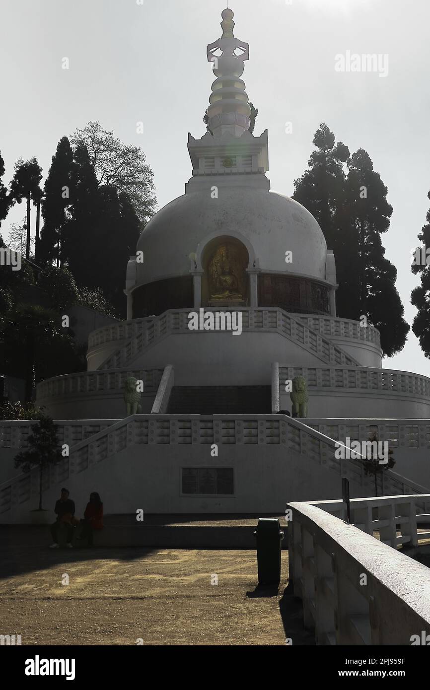 japanese temple or peace pagoda, popular tourist place of darjeeling ...