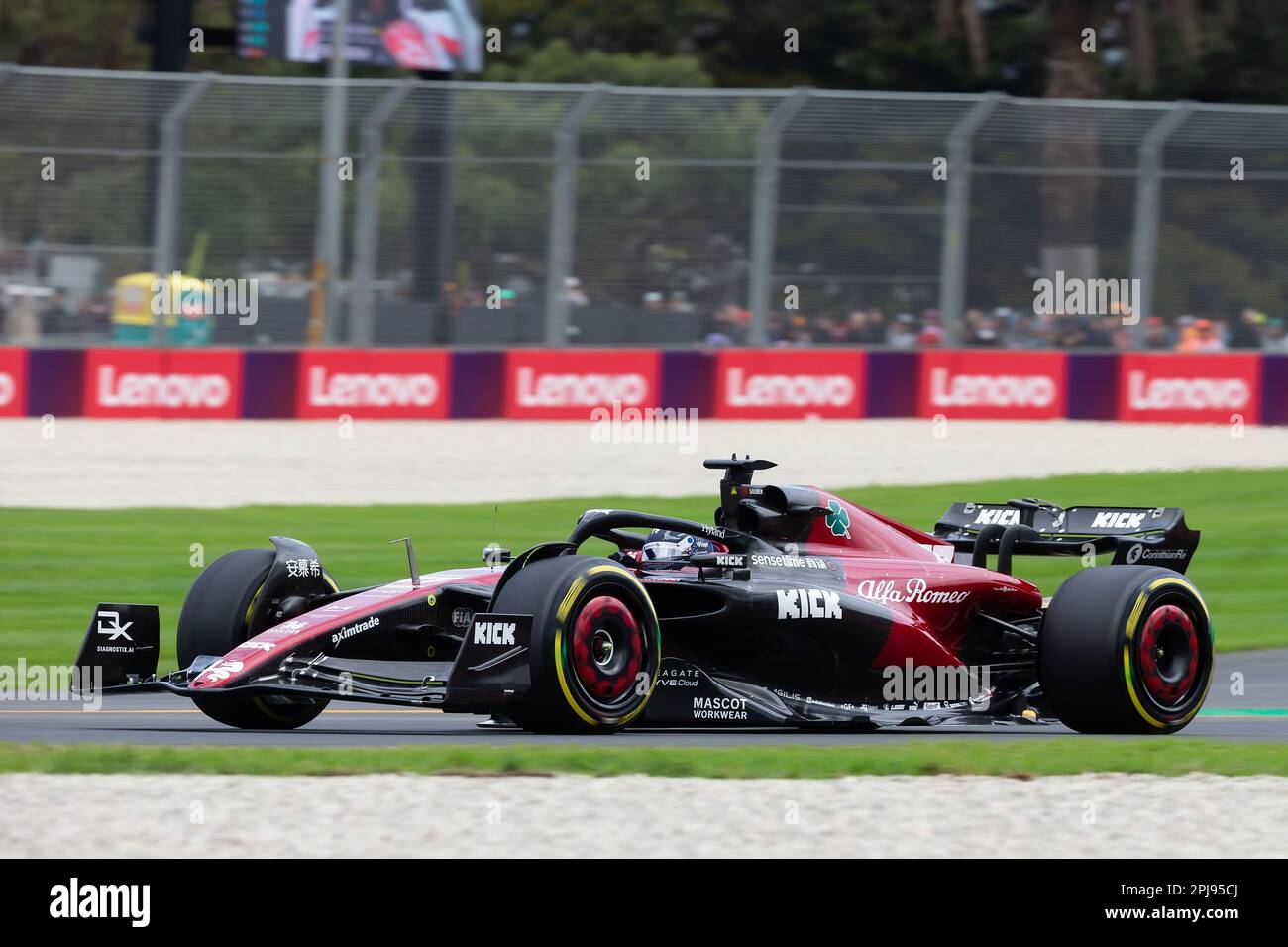 Melbourne, Australia, 1 April, 2023. Valtteri Bottas (77) driving for ...