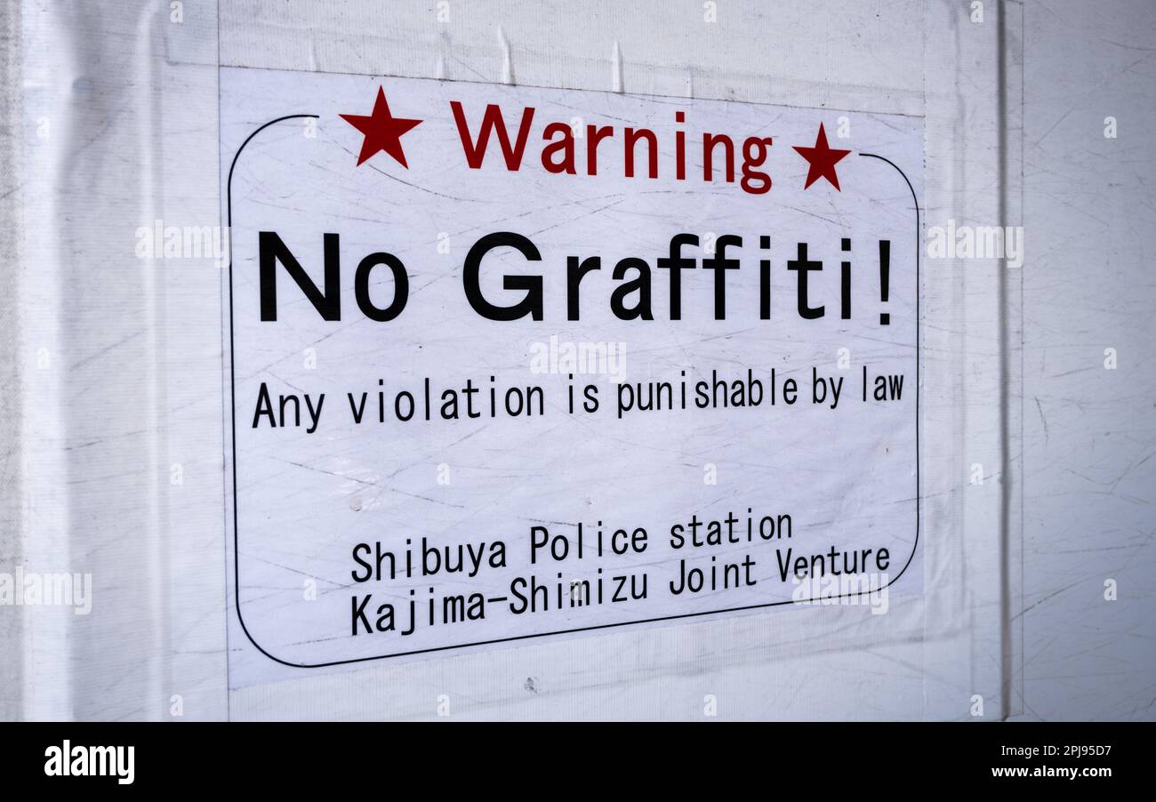 March 13March 13th 2023 - Tokyo, Japan: Warning No Graffiti sign, any ...