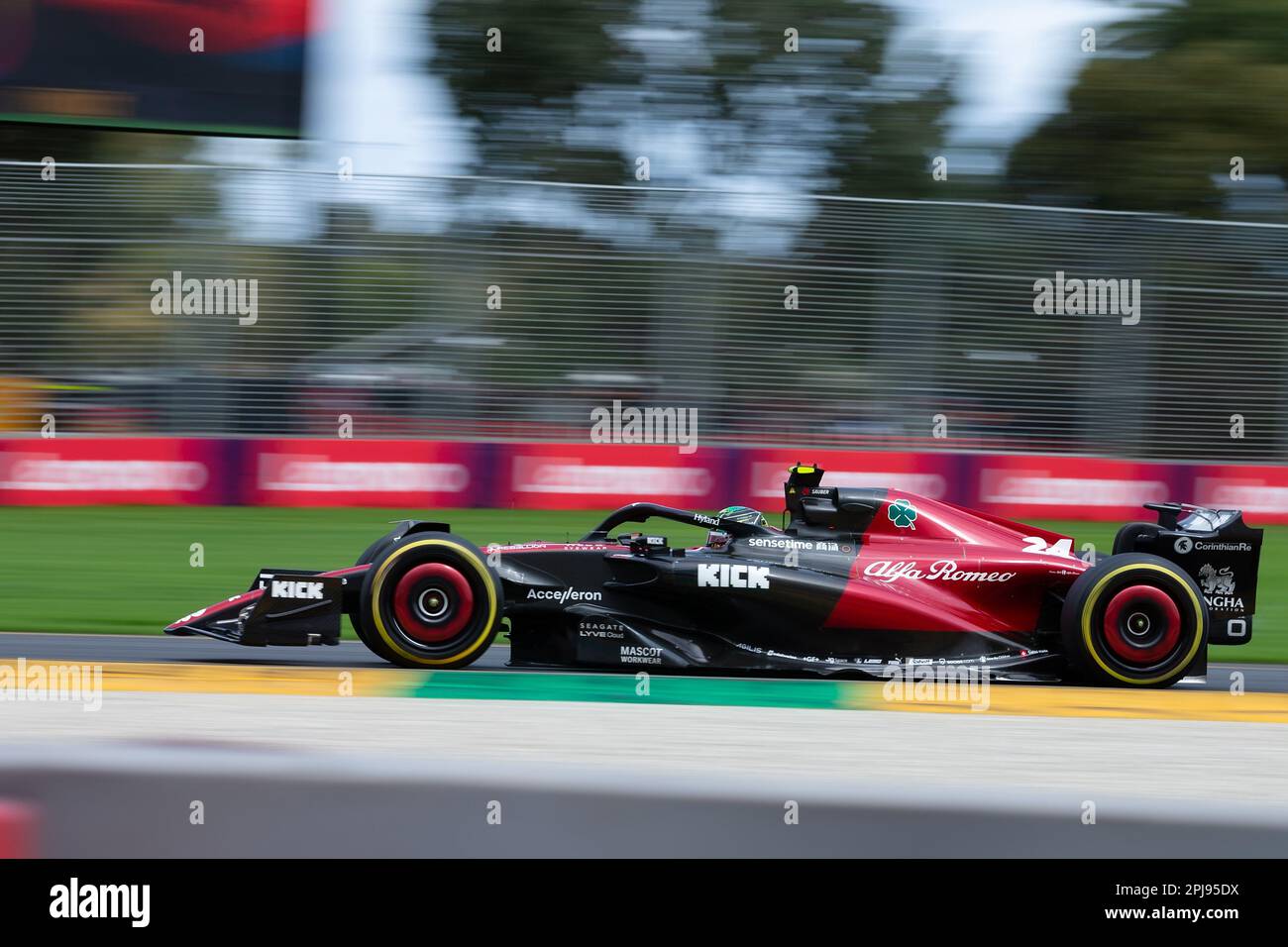 Melbourne, Australia, 1 April, 2023. Zhou Guanyu (24) driving for Alfa ...