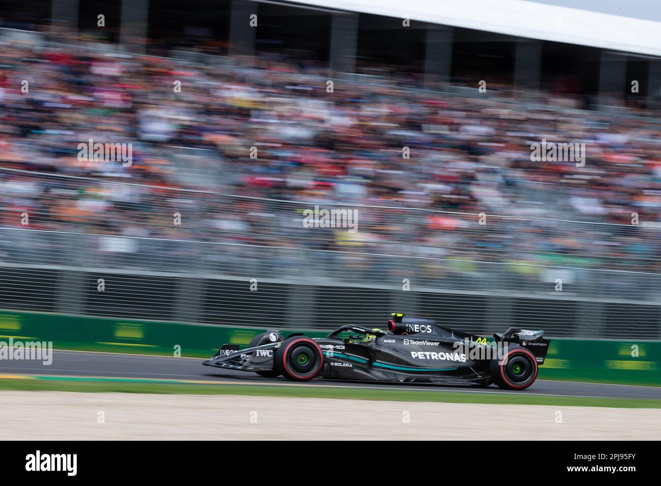 Melbourne, Australia, 1 April, 2023. Lewis Hamilton (44) driving for ...